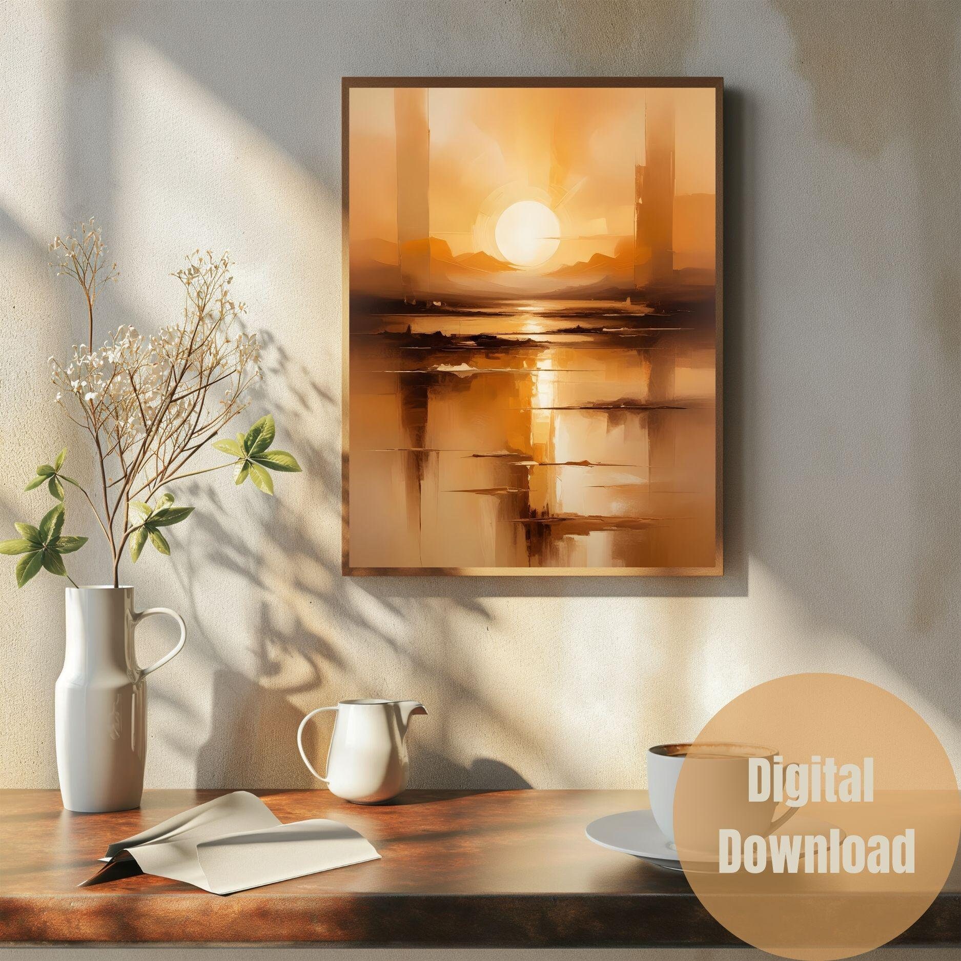 Printable Sunset Painting Wall Art. Digital Art Print Sunset, Wall ...
