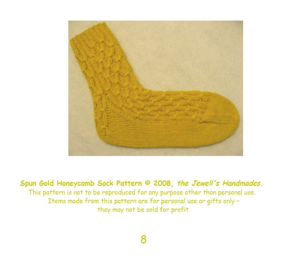Knitting Sock Pattern Spun Gold Honeycomb Sock Smocking Sock - Etsy