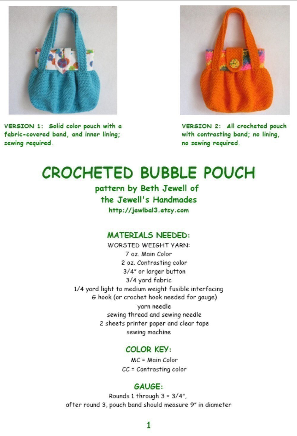 PDF Crochet Pattern, Crocheted BUBBLE POUCH, Two Versions - Etsy