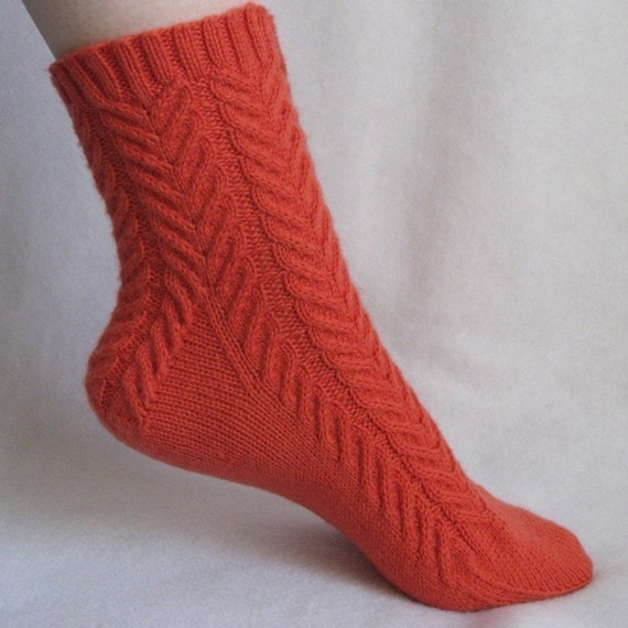Knitting Sock Pattern Coral Cables Sock cable sock design | Etsy