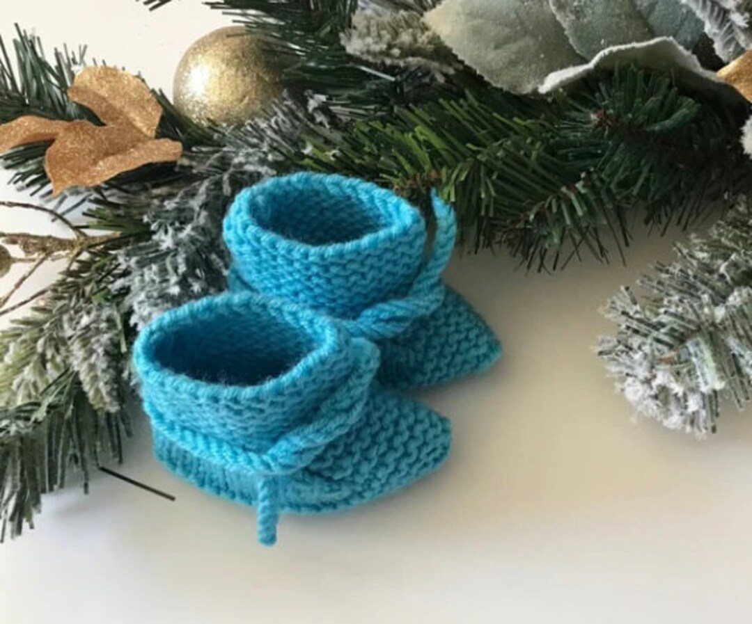 Cute Blue Winter Baby Hand-knitted Booties | 12 Month - 24 Month Infant ...
