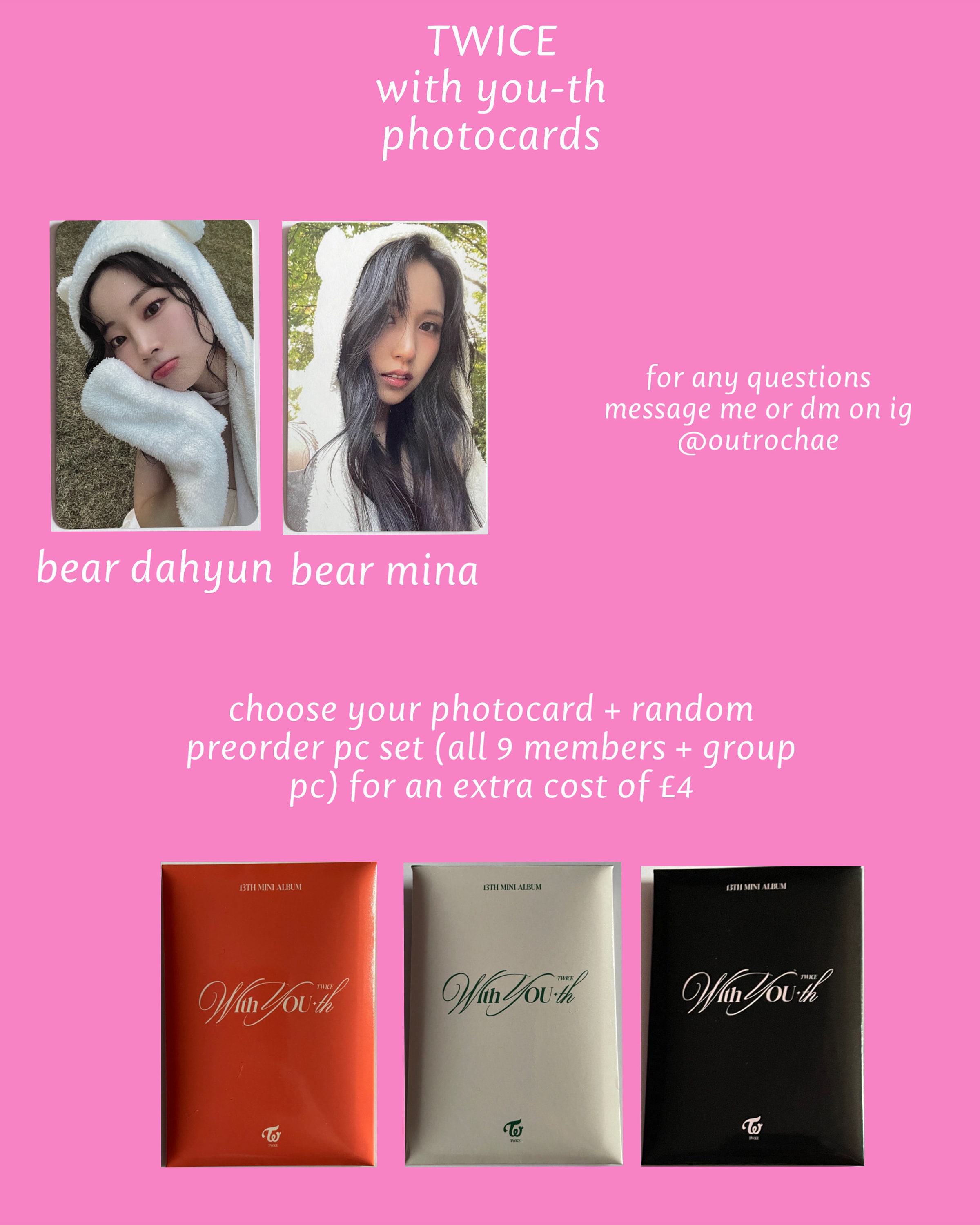 Official Twice With You-th Photocards Kpop - Nayeon Jeongyeon Momo Sana Jihyo Mina Dahyun ...