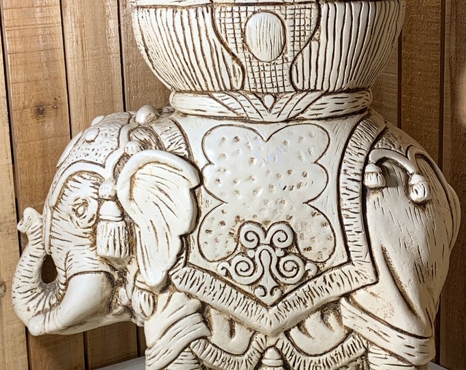 Vintage Plaster of Paris Elephant Planter - Etsy