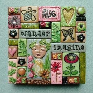 Life Messages Mosaic Wall Art Inspiration Tile in Polymer Clay Woodland ...