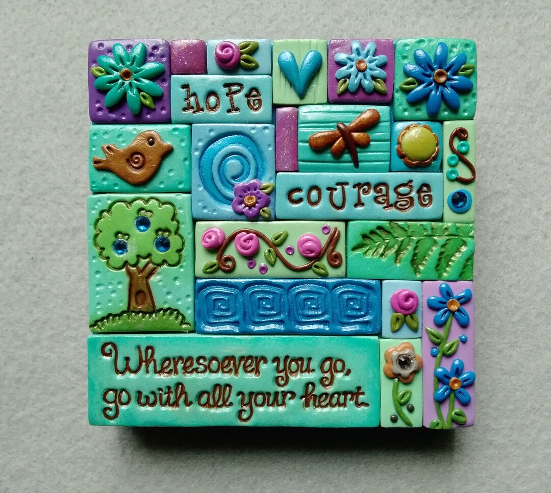 Life Messages Mosaic Wall Art Inspiration Tile in Polymer Clay Go With ...