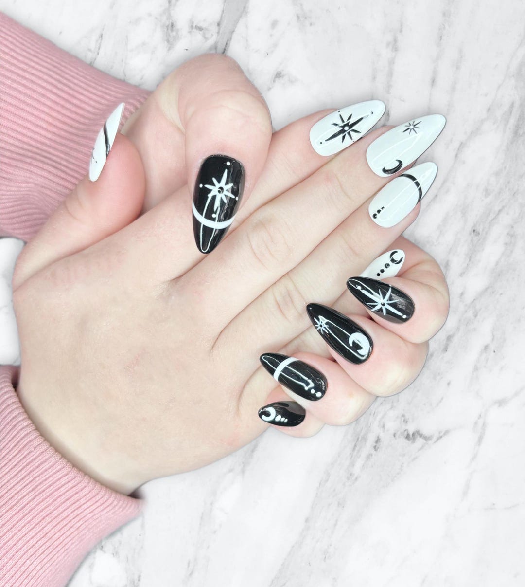 Coven | Gothic Witchy Celestial Reusable Press on Nails | Fake False ...