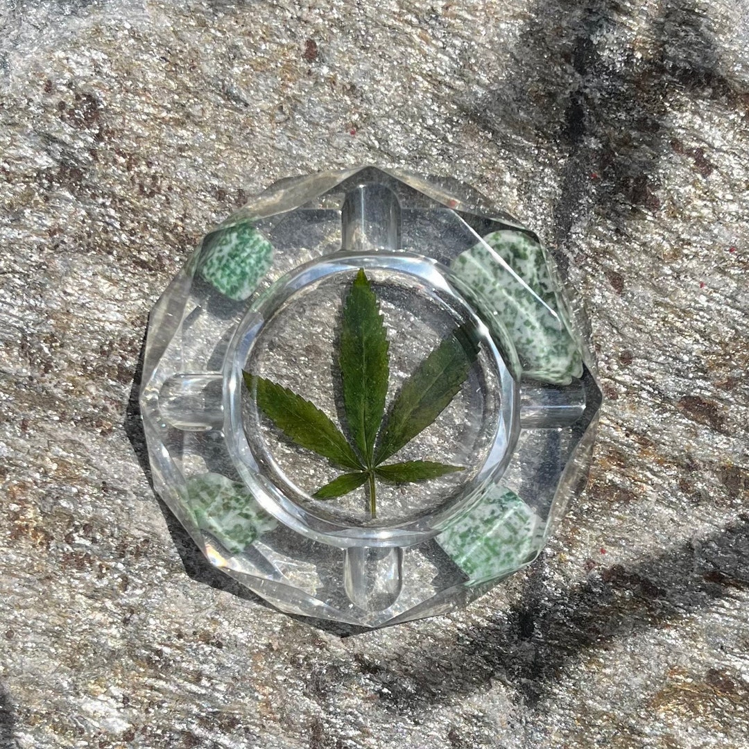 Ashtray With Real Marijuana Leaf and Real Crystals. - Etsy