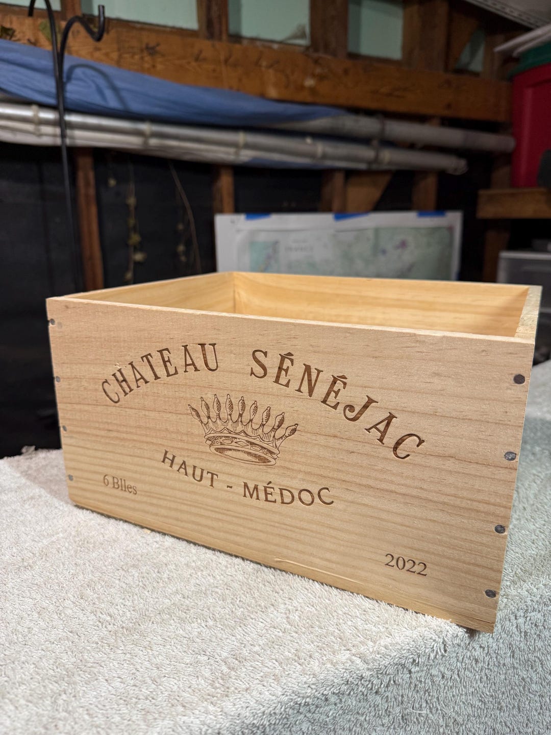 Rustic Wine Crate Box: Chateau Senejac Bordeaux, France - Storage ...