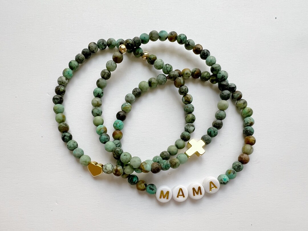 Personalized Turquoise Bracelet • Custom Name Beaded Bracelet • Army ...