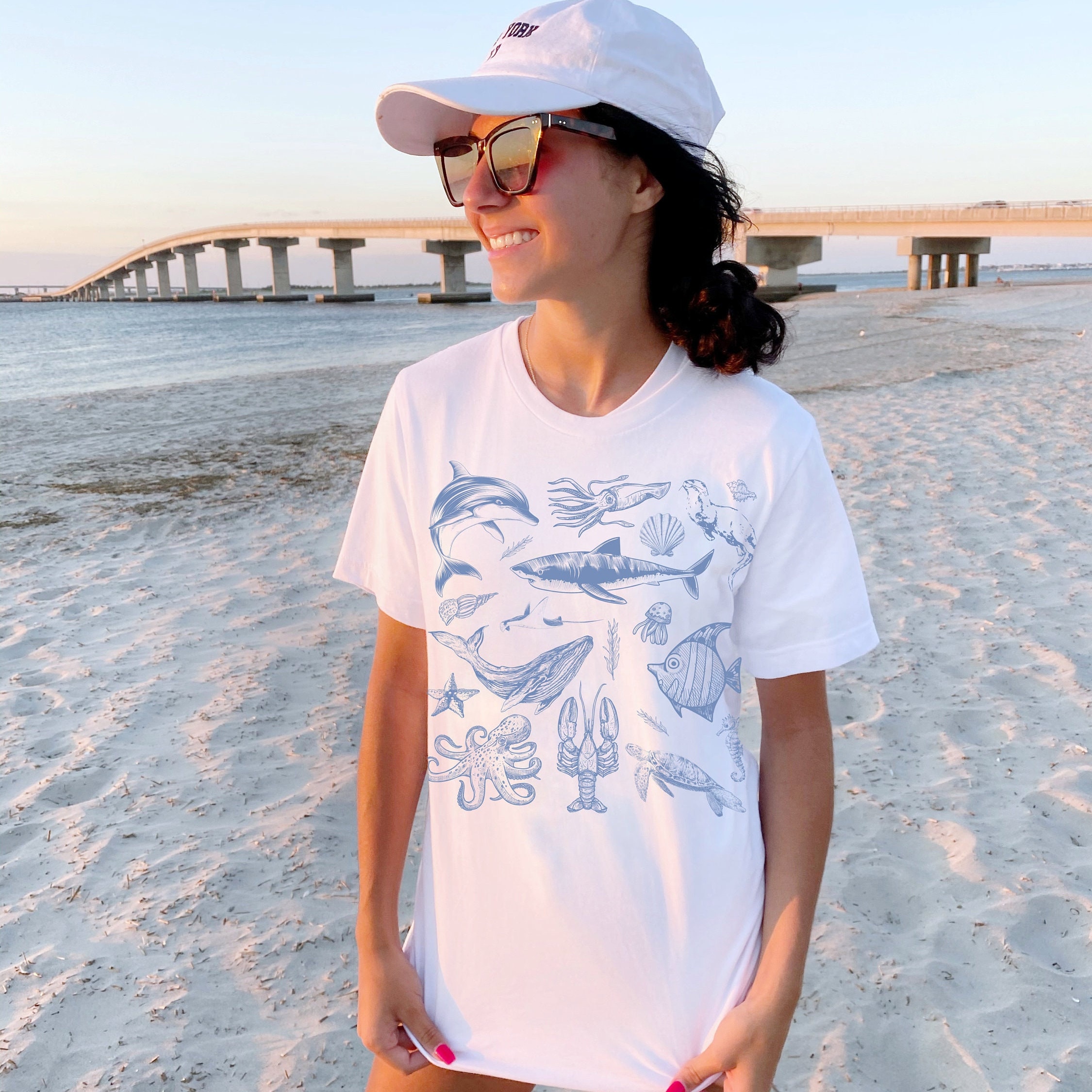 Sea Life Ocean Animals Graphic T-shirt Beach Shirt for Ocean Lovers - Etsy