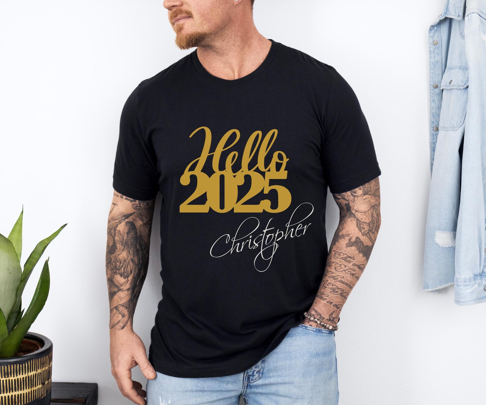 Hello 2025 Sweatshirt- Shirt With Custom Name – New Year Apparel for ...