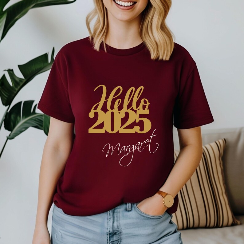 Hello 2025 Sweatshirt- Shirt With Custom Name – New Year Apparel for ...