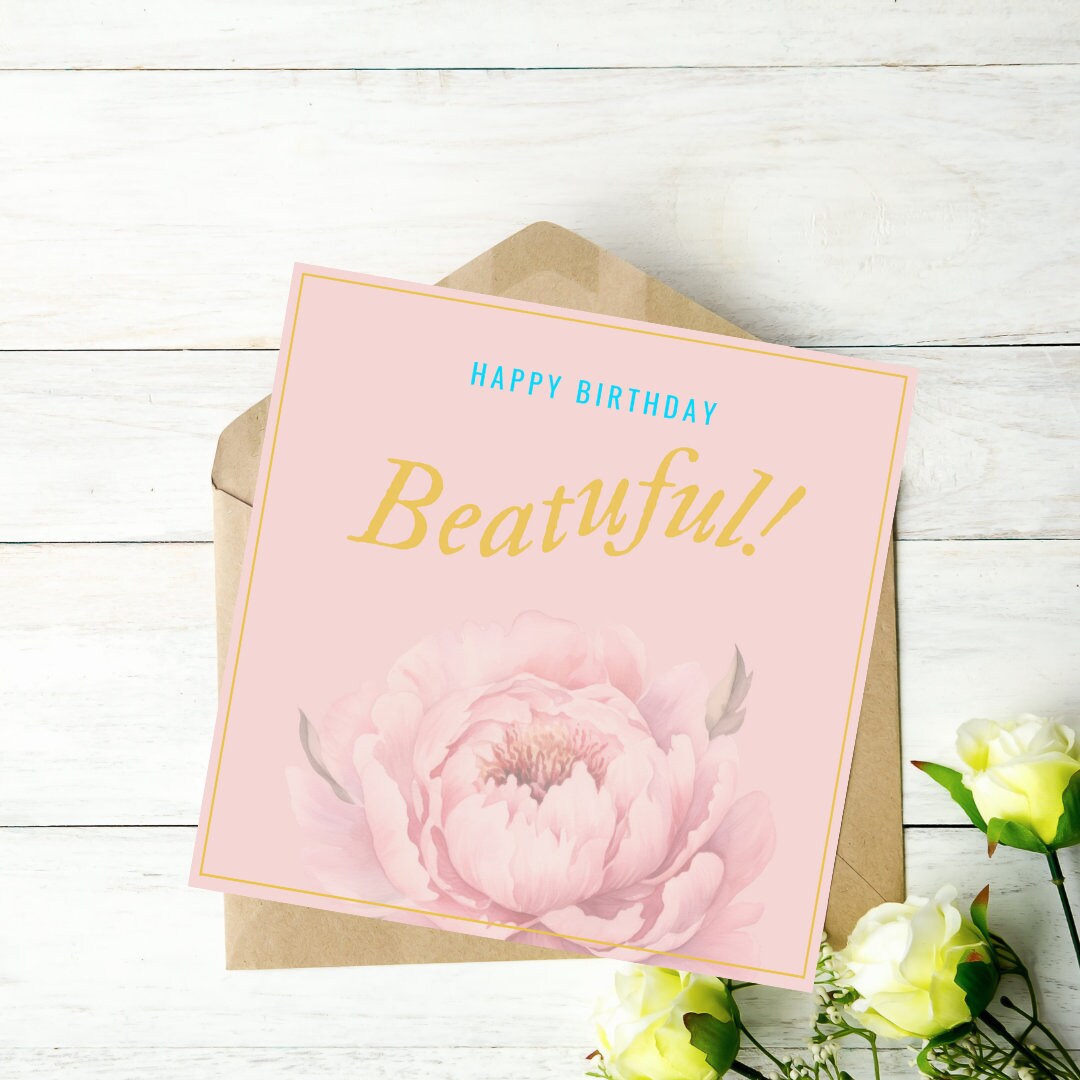 Happy Birthday Card Printable Birthday Card With Flowers HBD Beautiful ...