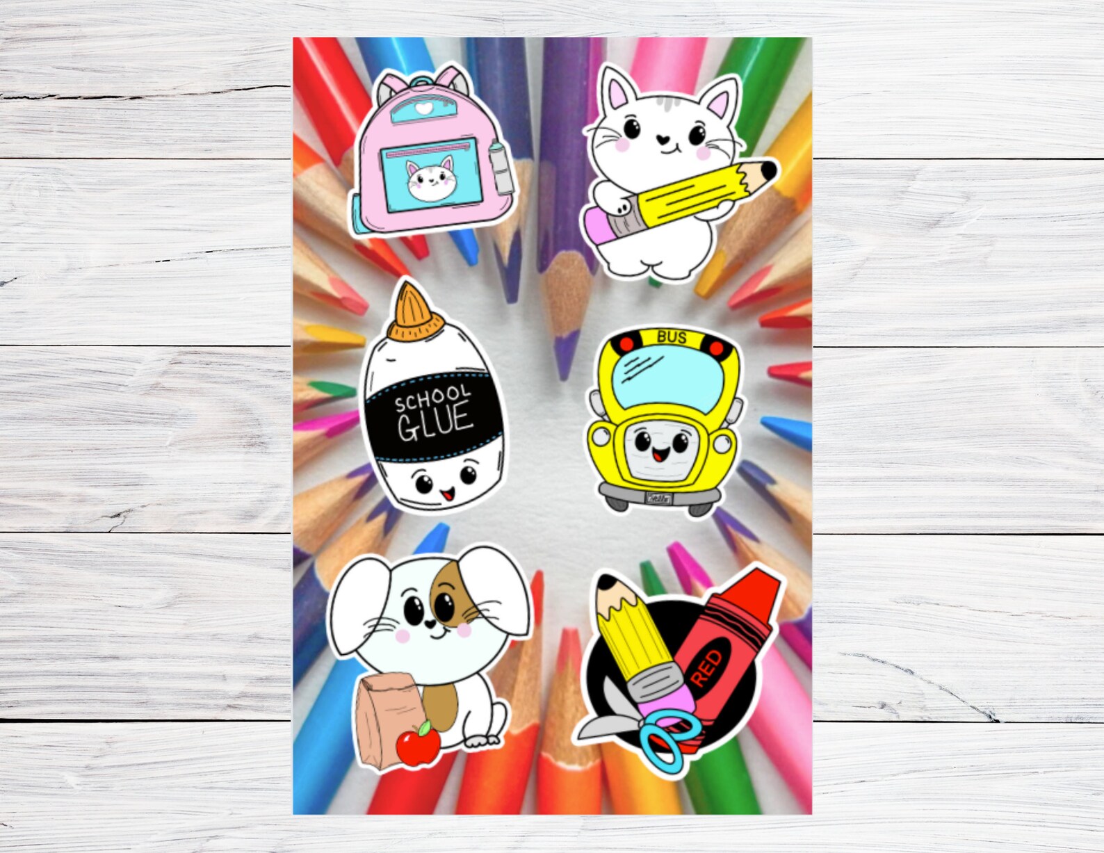 Back to School Premium Sticker Sheet, Teachers, Students, Hand Drawn ...