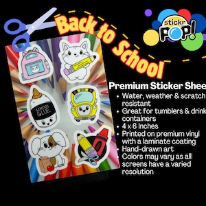 Back to School Premium Sticker Sheet, Teachers, Students, Hand Drawn ...