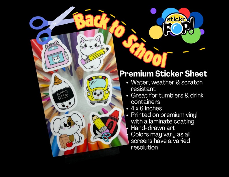 Back to School Premium Sticker Sheet, Teachers, Students, Hand Drawn ...