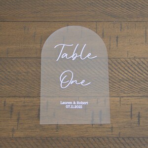 Personalized Arched Acrylic Table Numbers With Wooden Stand Clear ...