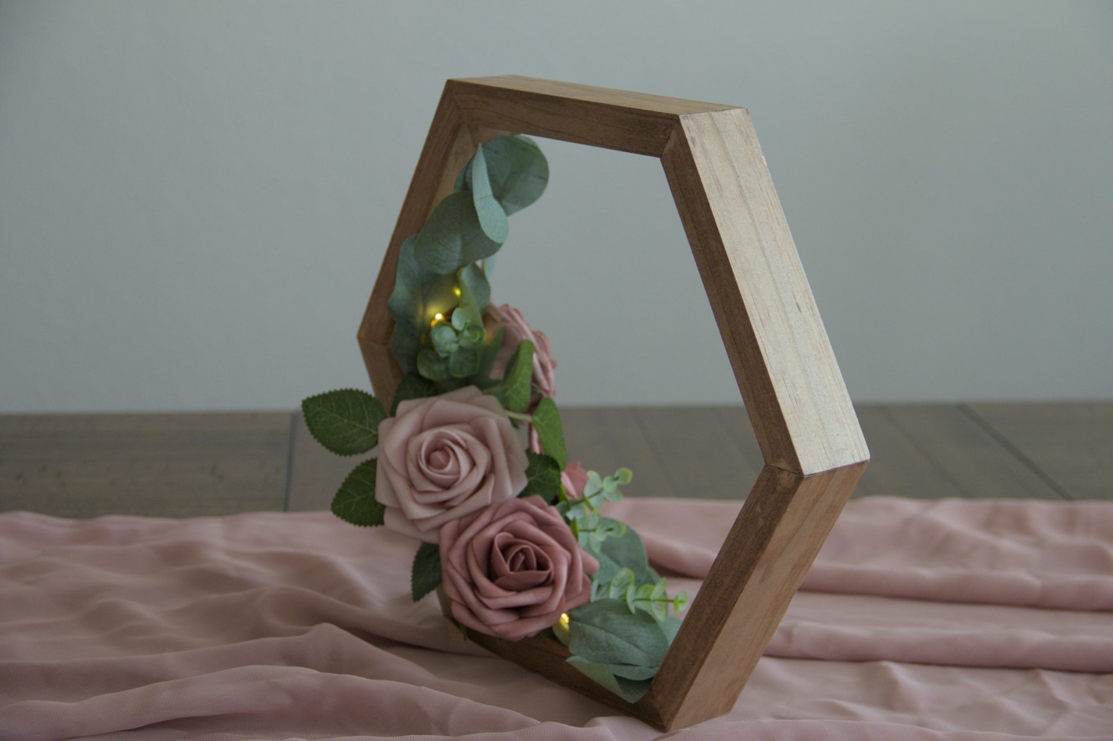 Wooden Hexagon Wedding & Event Centerpieces | Floral Light up ...