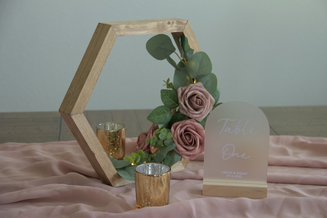 Wooden Hexagon Wedding & Event Centerpieces | Floral Light up ...