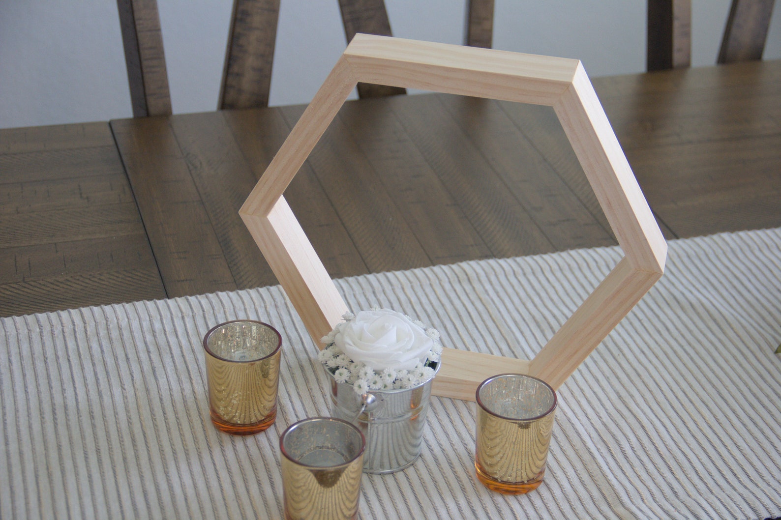 Wooden Hexagon Wedding & Event Centerpieces | Floral Light up ...