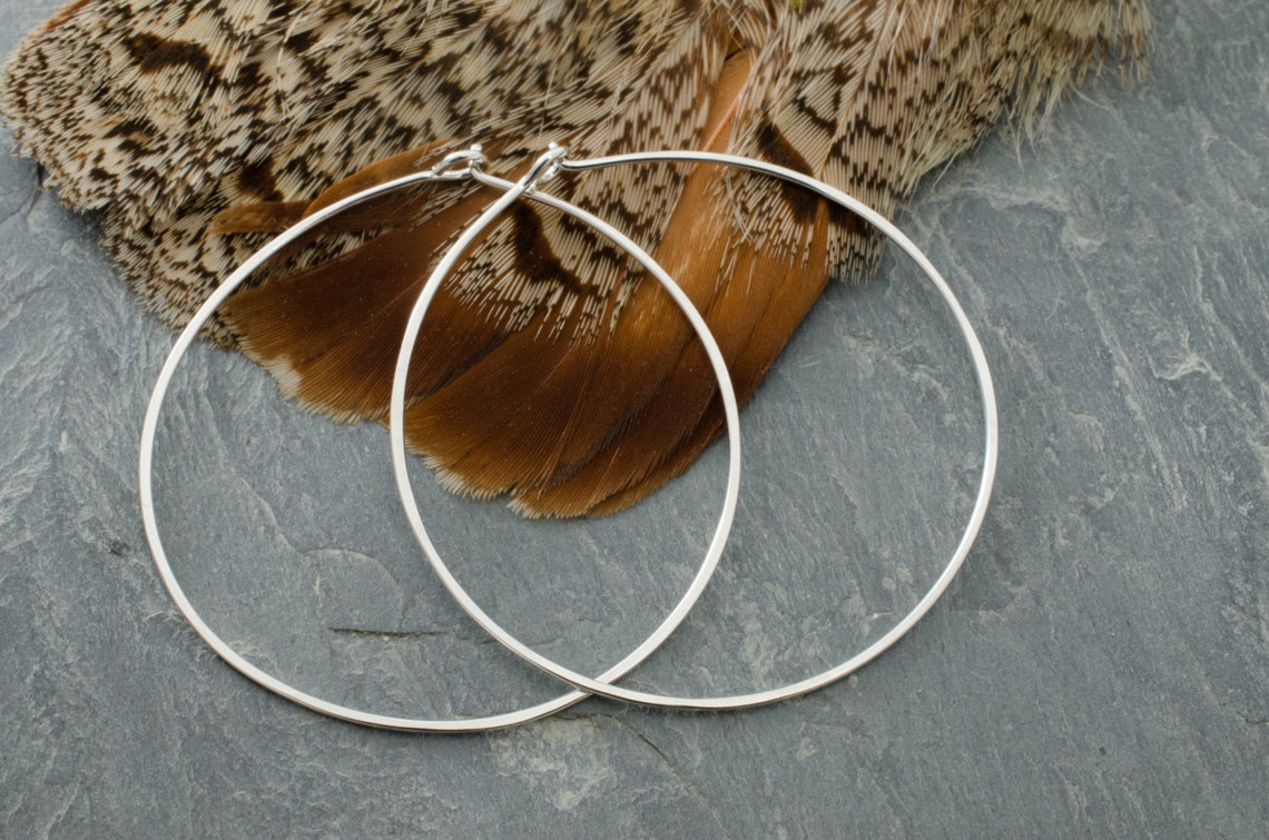Large Sterling Silver Hoop Earrings. Silver Hoops. Hoop - Etsy