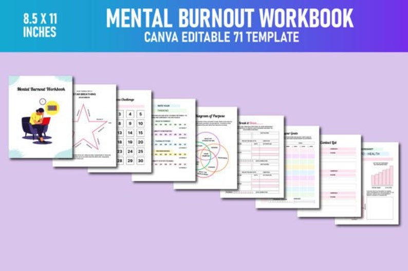 Mental Burnout Workbook Canvamental Burnout Plannerdigital ...
