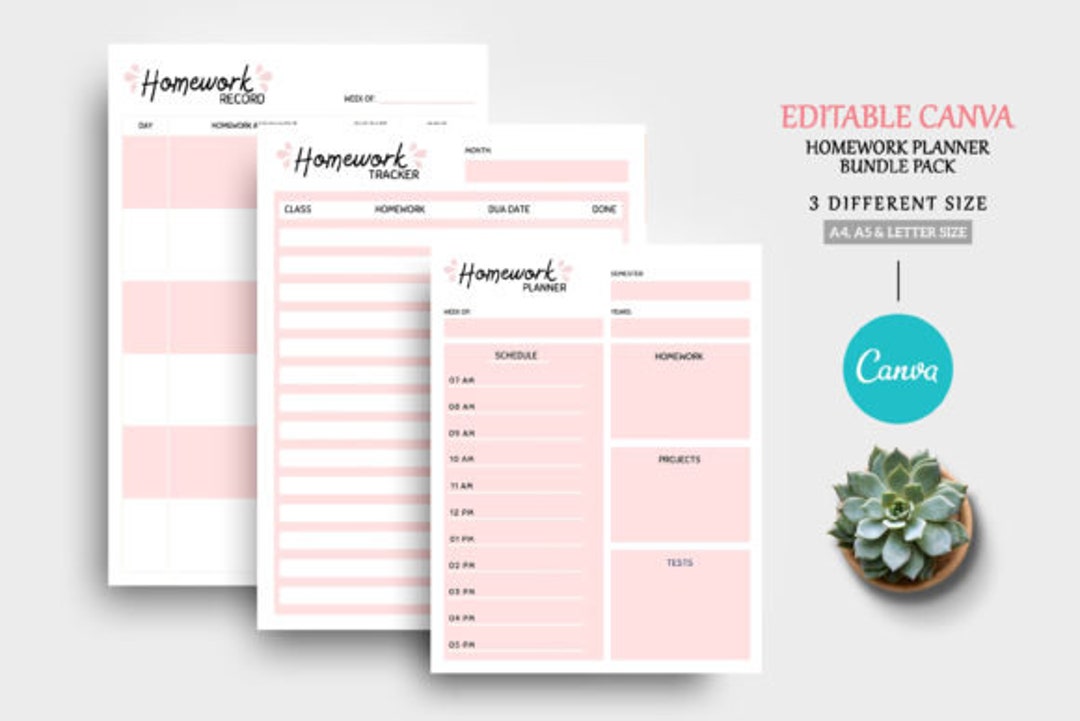 Editable Canva Homework Planner Canva Link PDF JPG Editable Planner ...