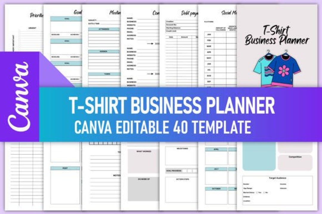 Editable T-shirt Business Planner Canvaeditable T-shirt Business ...