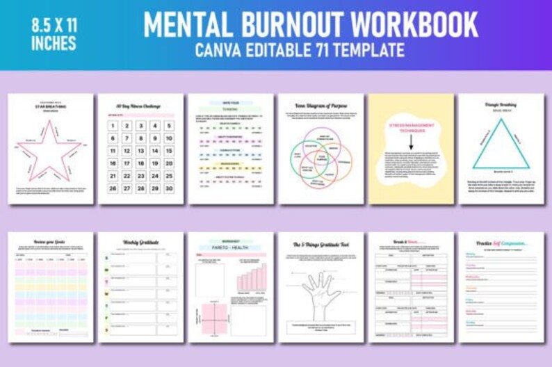 Mental Burnout Workbook Canvamental Burnout Plannerdigital ...