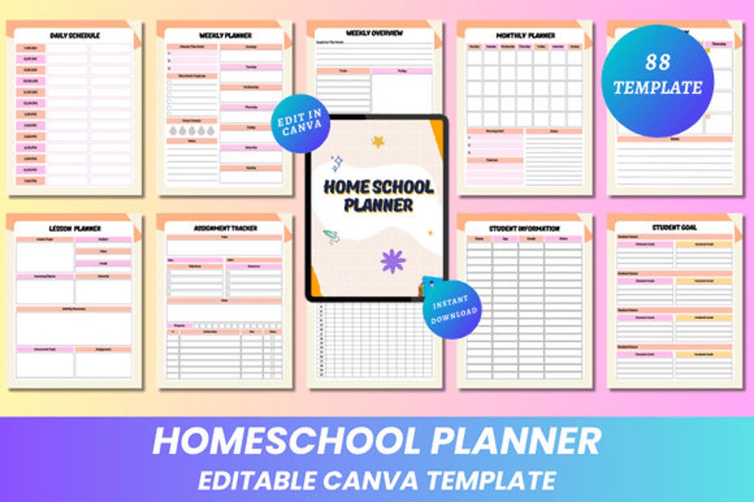 Homeschool Planner Canvaeditable Homeschool Plannereditable ...