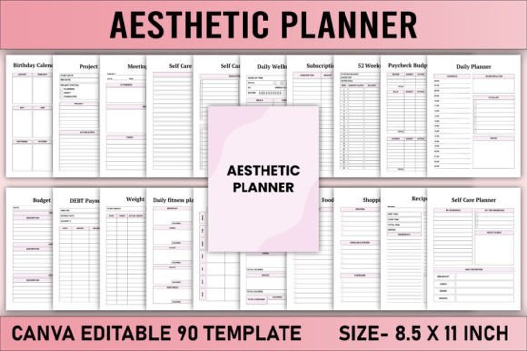 Editable Aesthetic Planner Canva PDF Canva Link Editable Planner ...