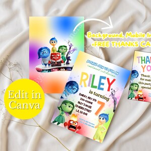 Inside Out Theme Birthday Invite Editable PDF With Canva Link Celebrate ...