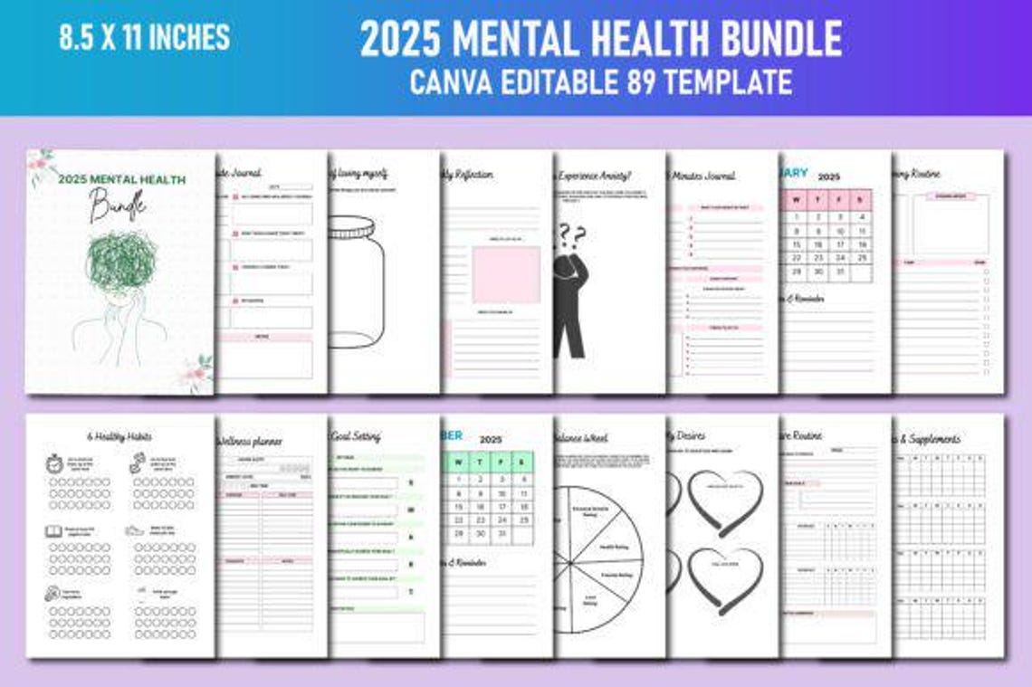 2025 Mental Health Bundle Canva2025 Mental Health Plannercanva ...
