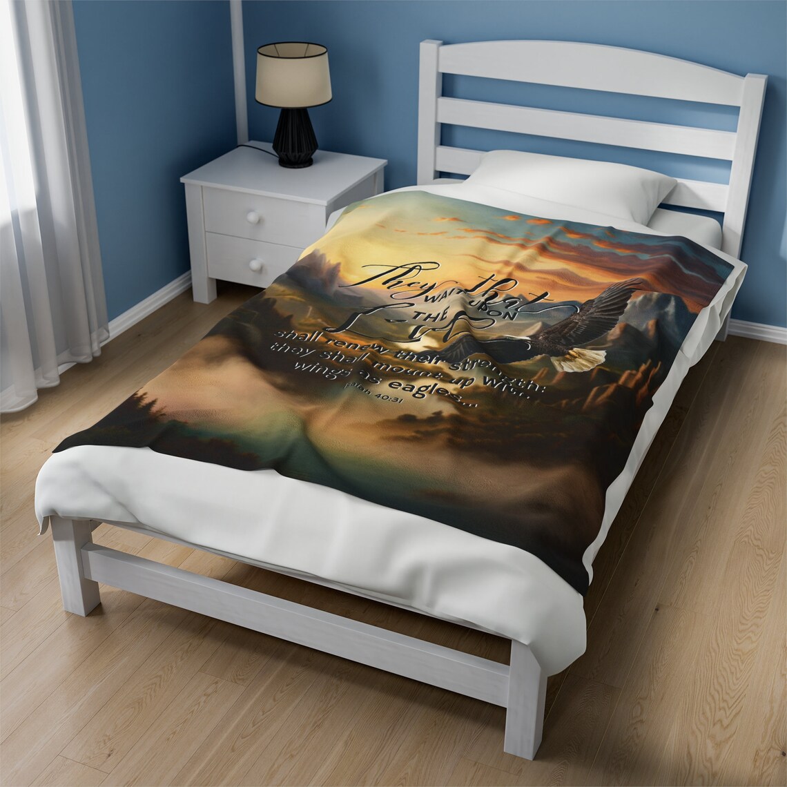 Isaiah 40:31 Scripture Throw, Wings as Eagles Bible Verse Decor ...