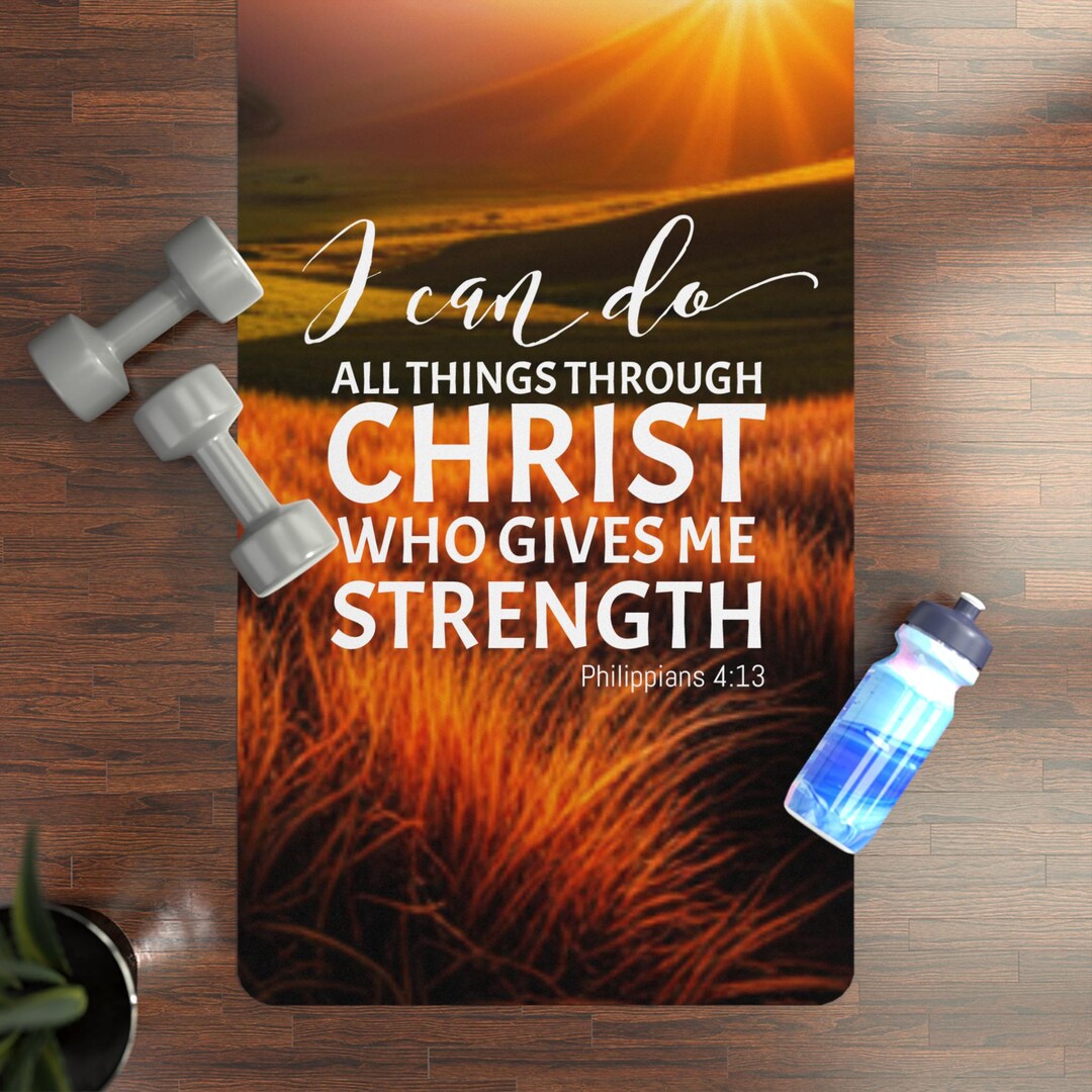 Christian Scripture Yoga Mat, Philippians 4:13 Scripture Gift for Women ...