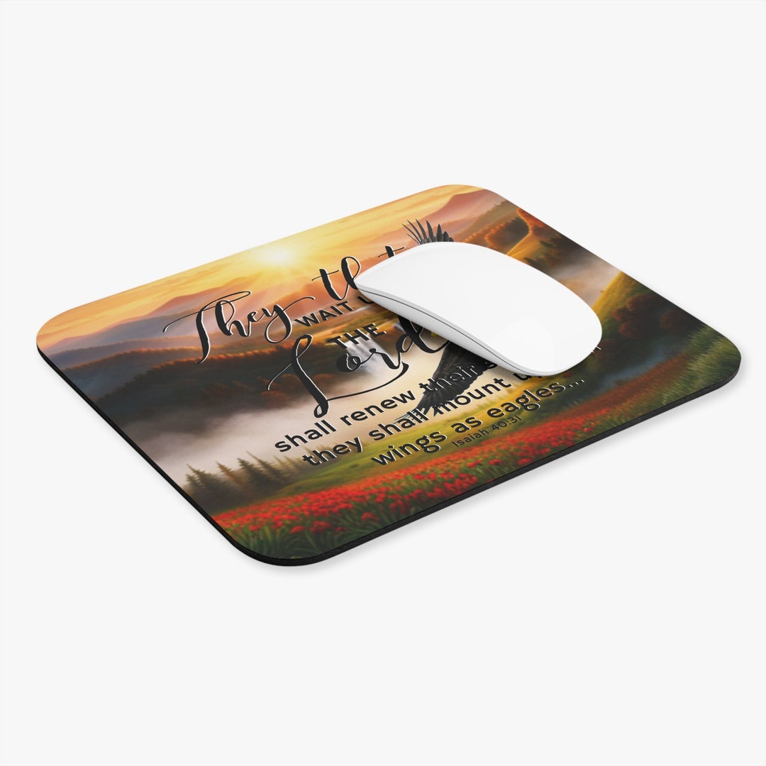 Bible Verse Mouse Pad, Isaiah 40:31 Gift, Lighthouse Mouse Pad ...