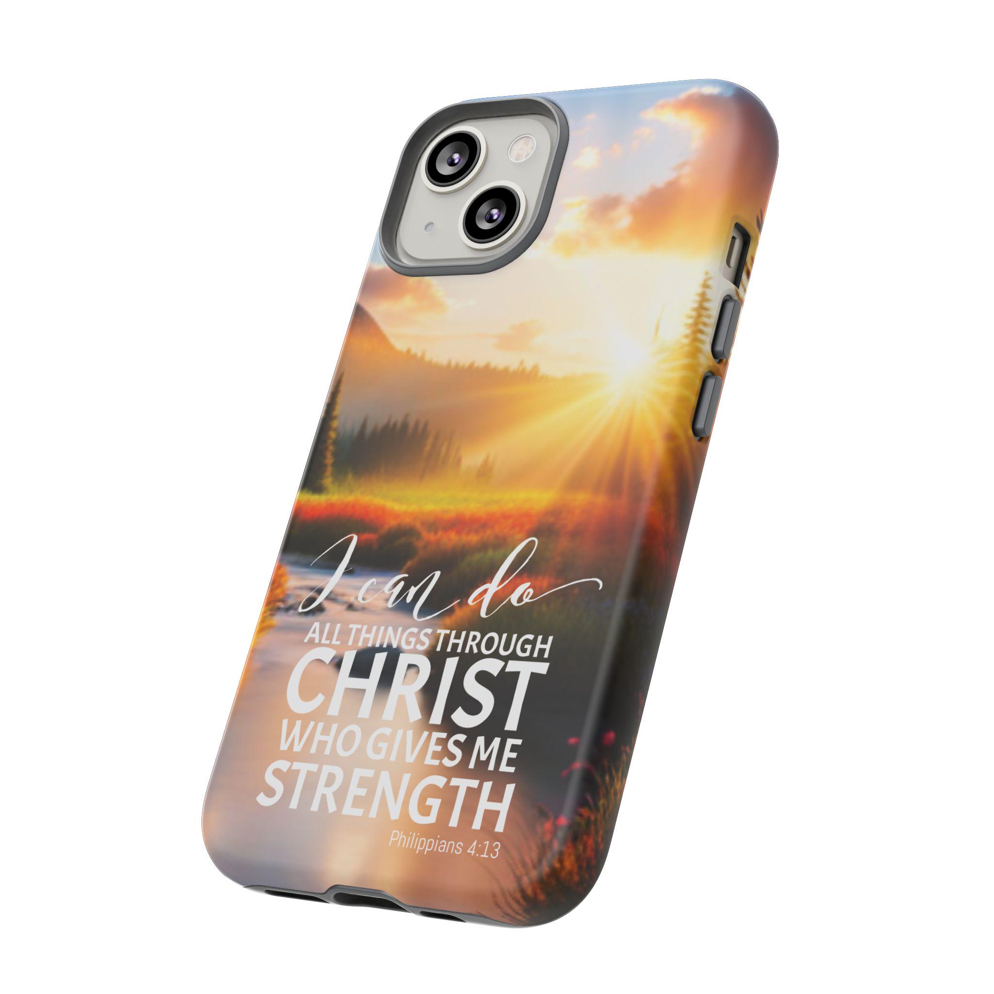 Philippians 4:13 Scripture Phone Case, Mountain Sunrise, Do All Things ...
