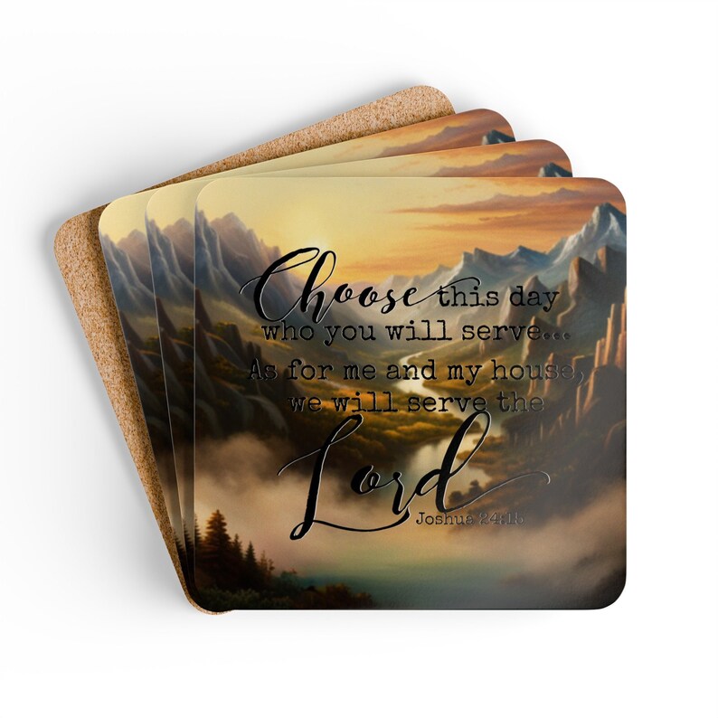 Joshua 24:15 Gift, as for Me and My House Coaster Set, Scripture Decor ...