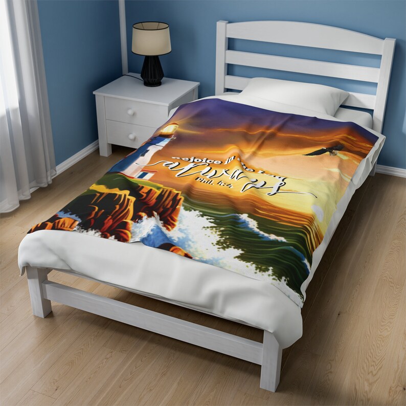 Scripture Throw, Philippians 4:4 Rejoice Bible Verse Blanket, Christian ...