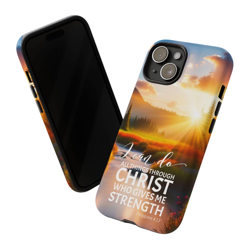 Philippians 4:13 Scripture Phone Case, Mountain Sunrise, Do All Things ...