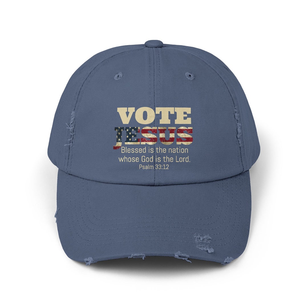 Vote Jesus Hat, Scripture Hat, Bible Verse Hat, Psalm 33:12 Hat ...