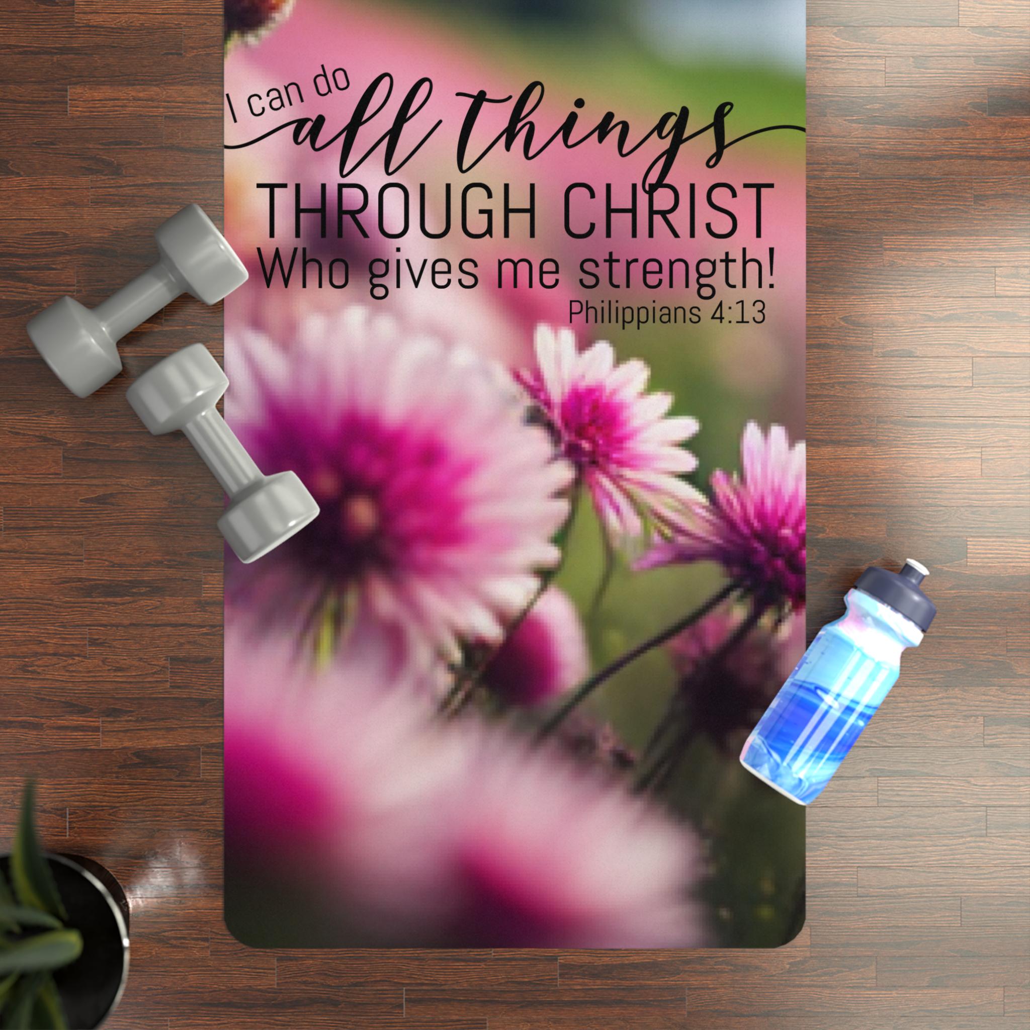 Christian Scripture Yoga Mat, Philippians 4:13 Scripture Gift for Women ...