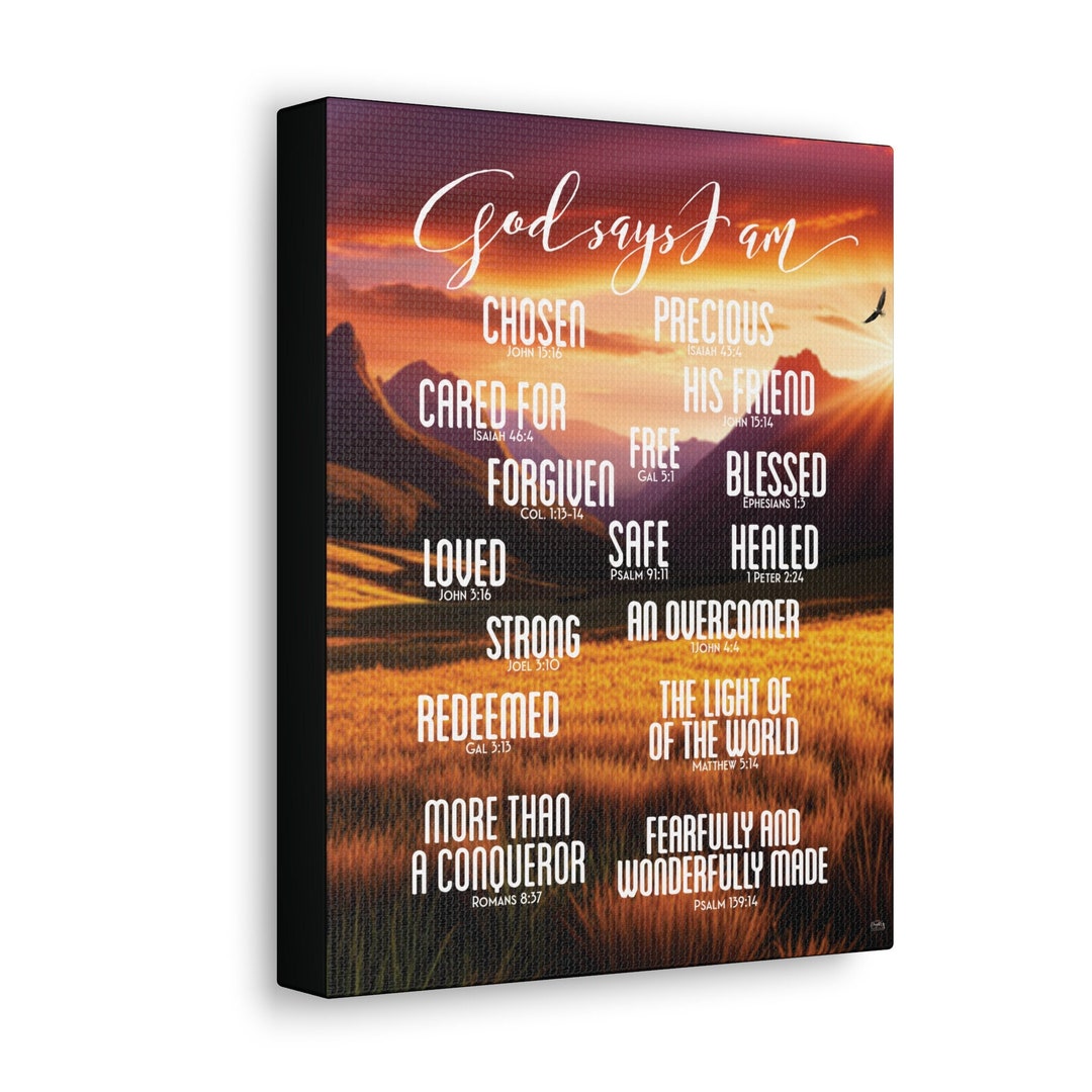 God Says I Am, Christian Wall Art, Bible Verse Wall Decor, Christian ...