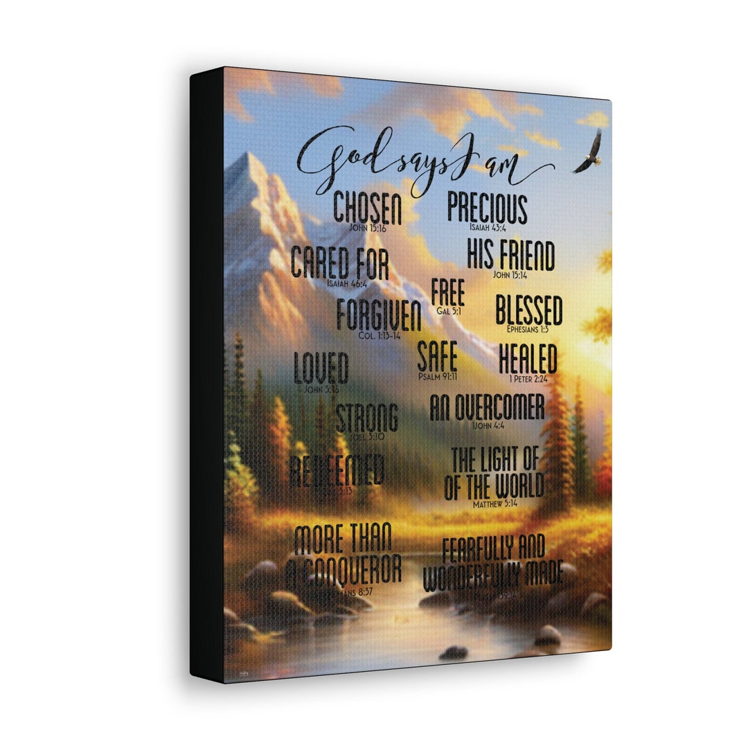 God Says I Am, Christian Wall Art, Bible Verse Wall Decor, Christian ...