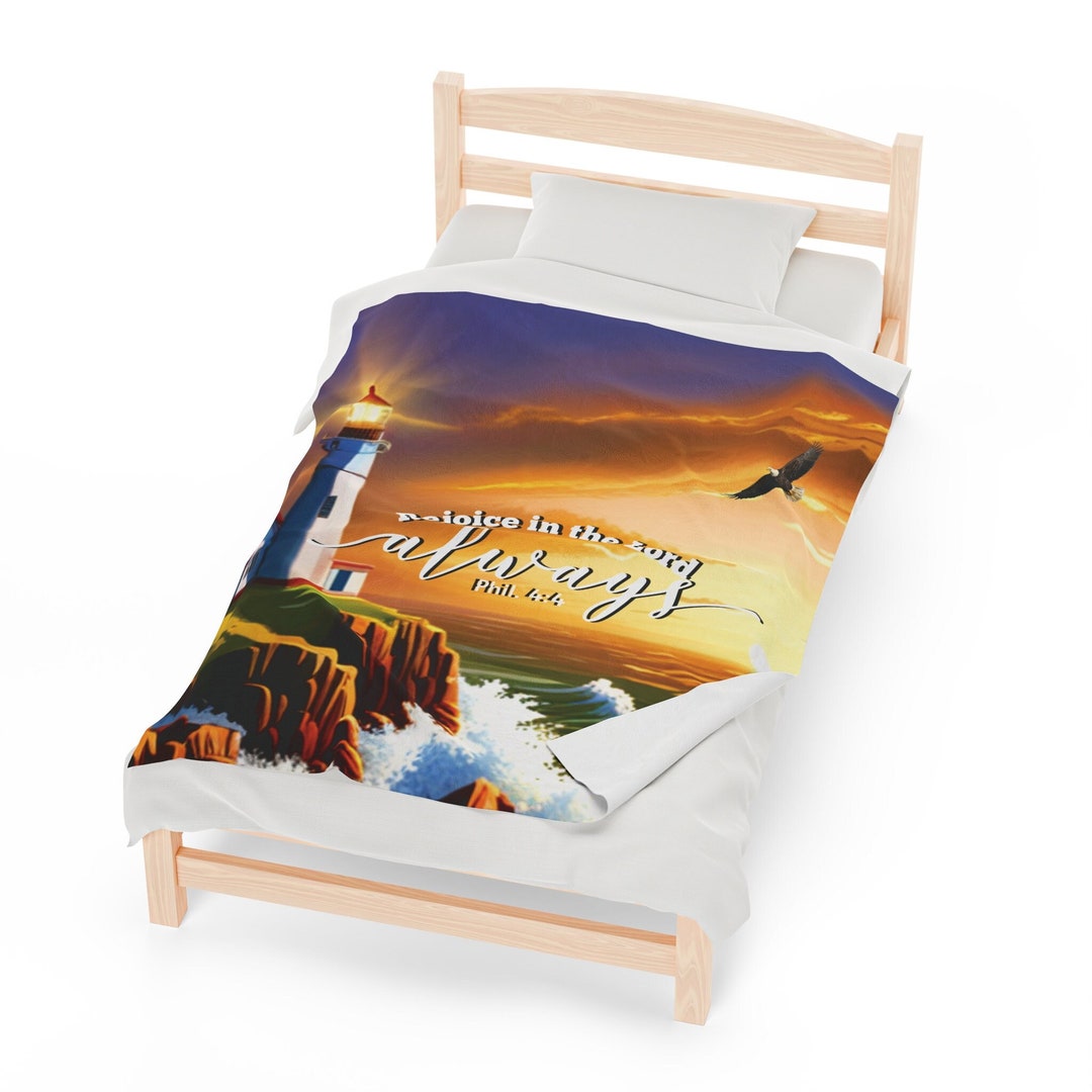 Scripture Throw, Philippians 4:4 Rejoice Bible Verse Blanket, Christian ...