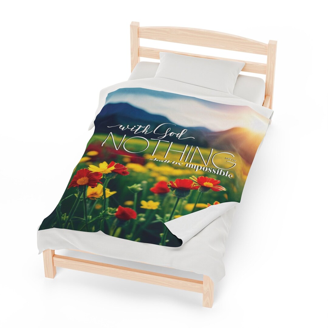 Luke 1:37 Scripture Throw, Bible Verse Blanket, Floral Scripture Throw ...