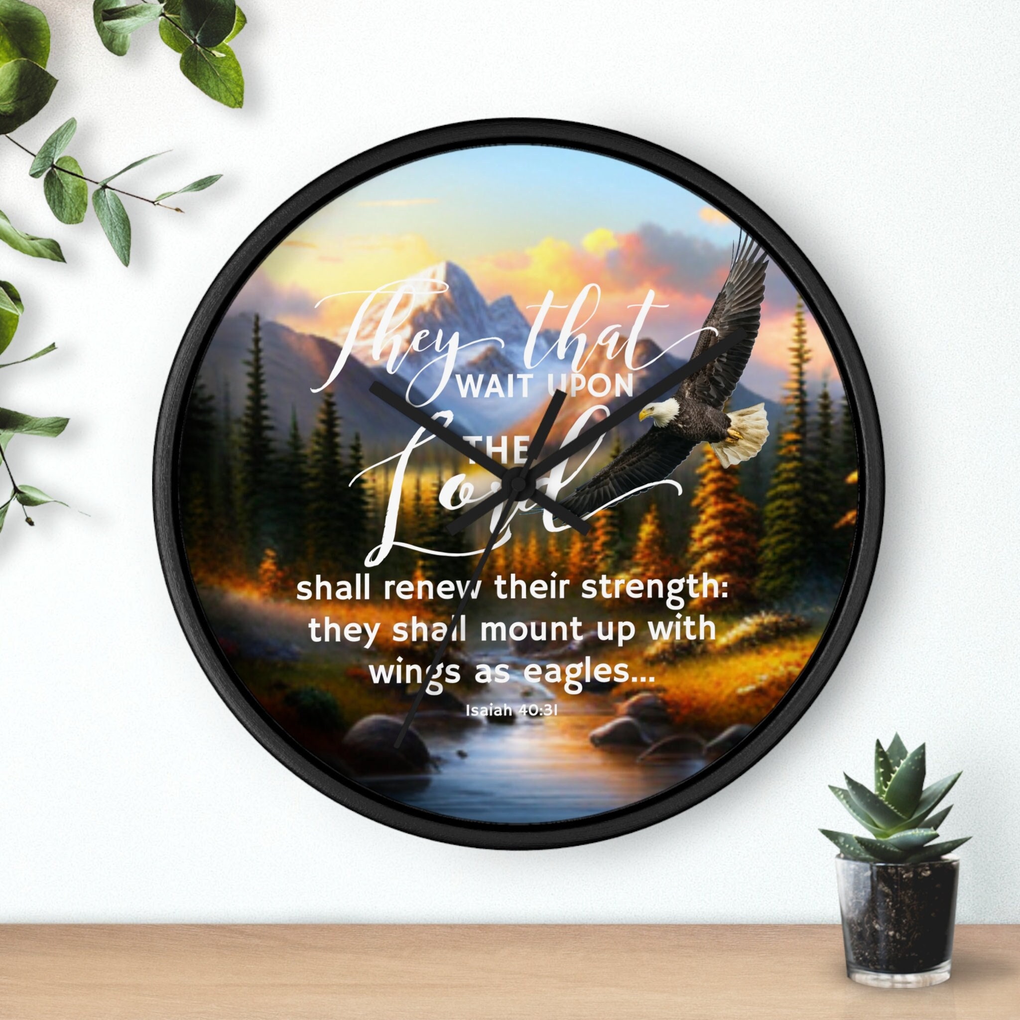 Isaiah 40:31 Scripture Wall Clock, Christian Scripture Decor, Wings as ...