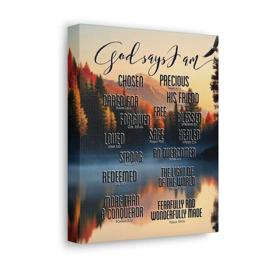God Says I Am, Christian Wall Art, Bible Verse Wall Decor, Christian ...