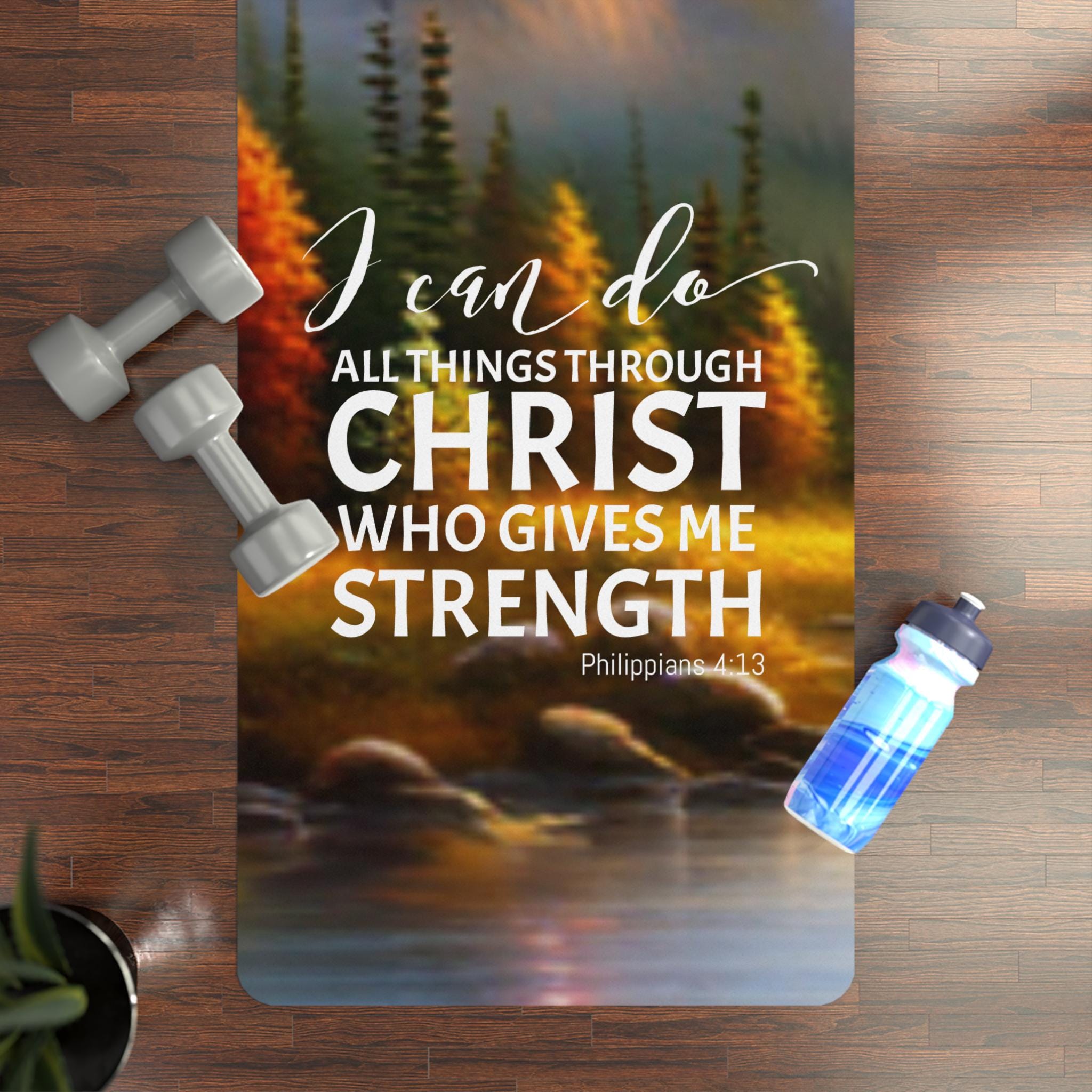 Christian Scripture Yoga Mat, Philippians 4:13 Scripture Gift for Women ...