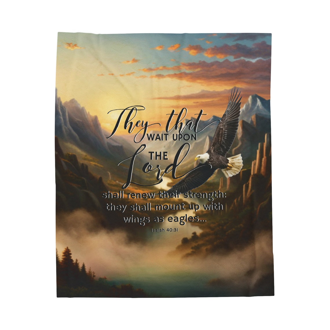 Isaiah 40:31 Scripture Throw, Wings as Eagles Bible Verse Decor ...